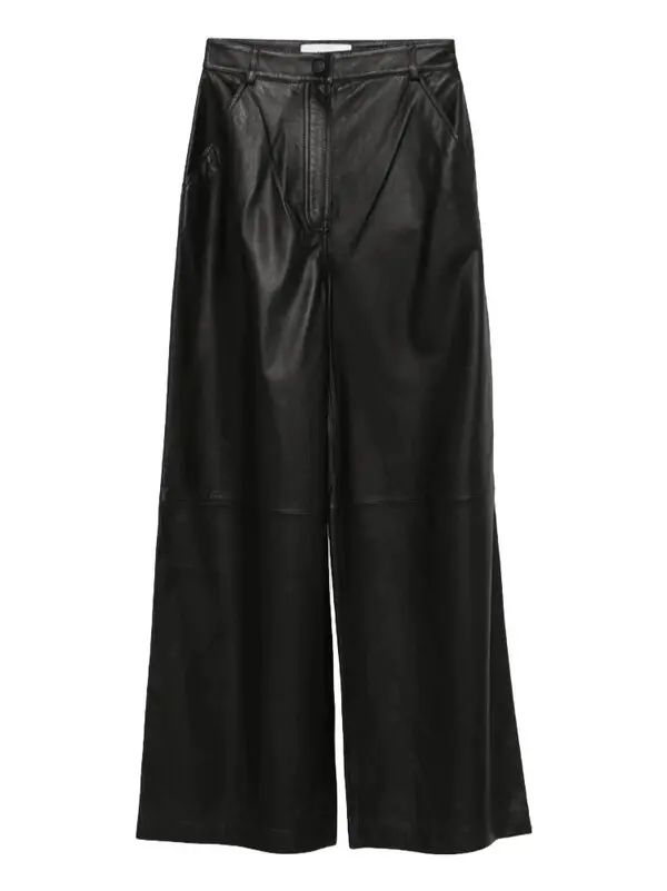 YVES SALOMON Leather Straight-leg Trousers - Black