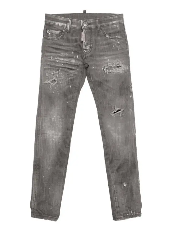 Dsquared2 Denim Pants With Logo Detail - Gray