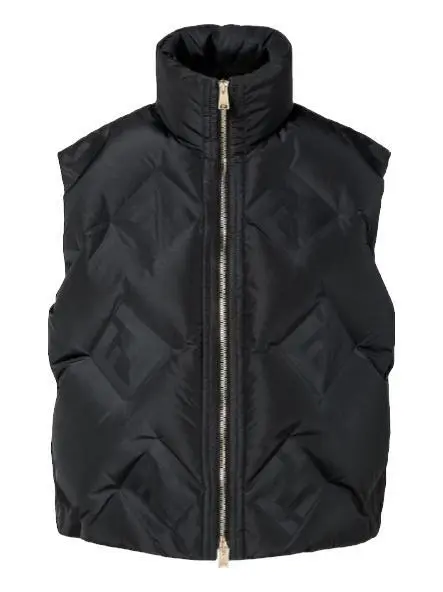 Fendi Quilted Sleeveless High Neck Jacket - Black