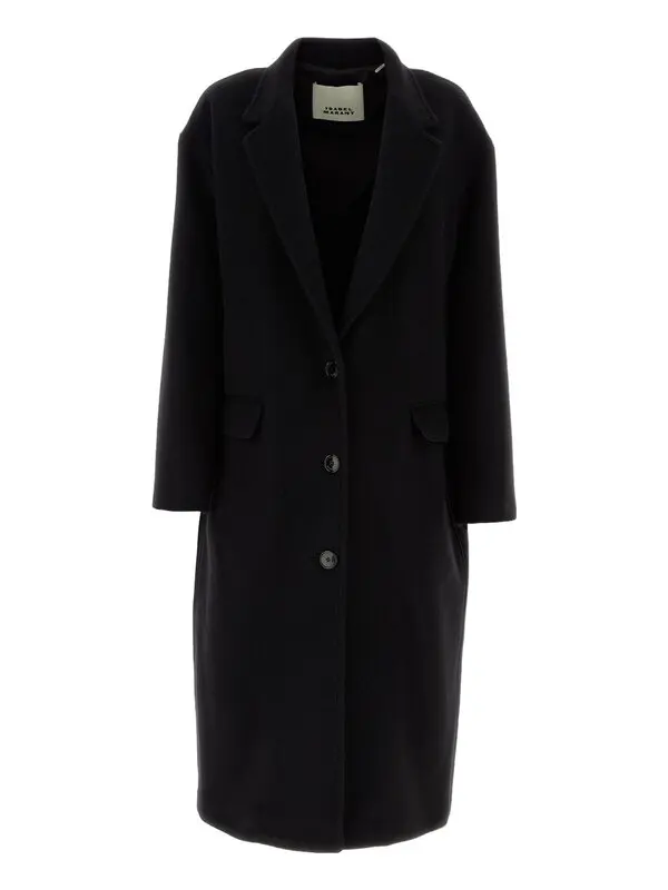 Isabel Marant Étoile Single-breasted Coat With Notched Lapel And Straight Hem - Black
