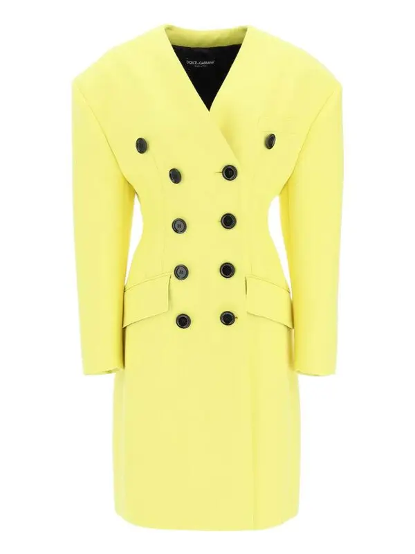 Dolce & Gabbana Double-breasted Drop Shoulder Coat - Yellow
