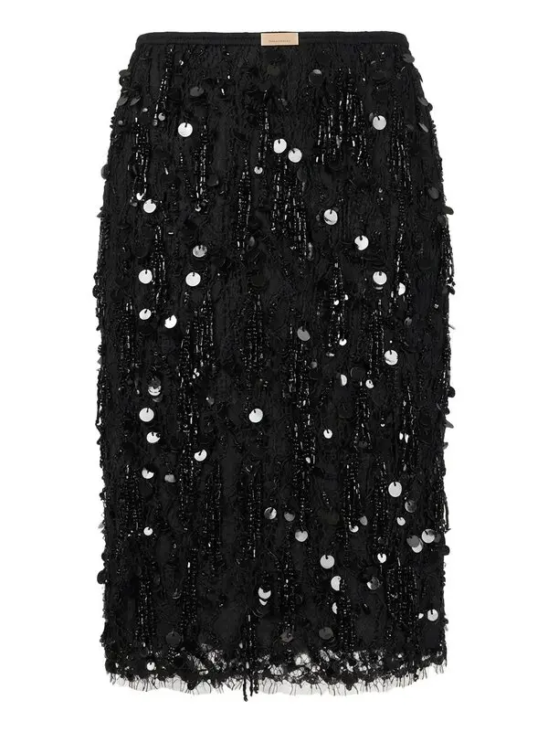 Gucci Embellished Sequin Lace Skirt - Black
