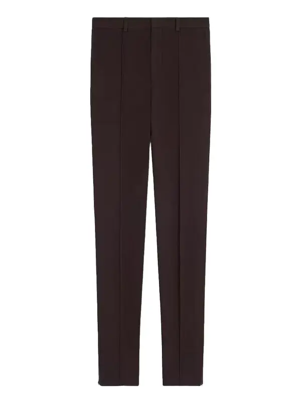 Celine Slim Trousers In Stretch Wool Gabardine - Chocolate