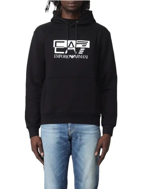 EA7 Logo Hooded Sweater - Black