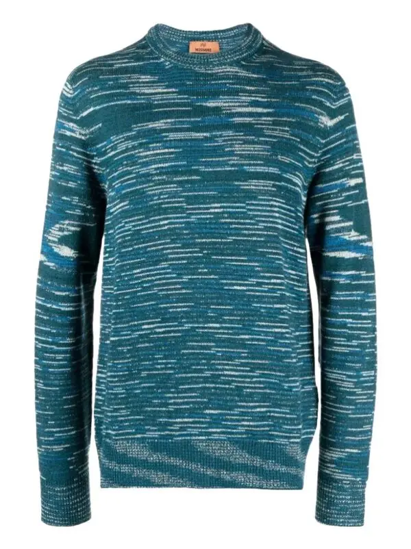 Missoni Intarsia-knit Striped Crewneck Jumper - Blue