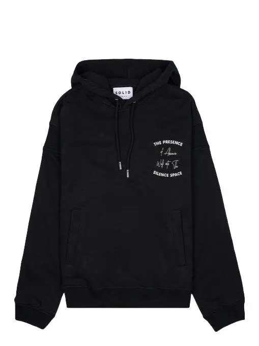 SOLID HOMME Long Sleeve Hooded Sweater - Black