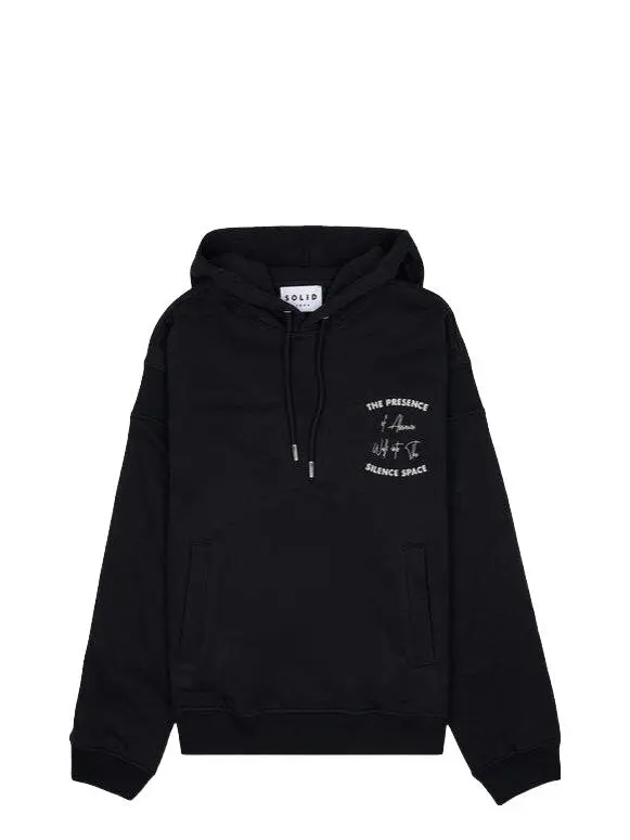 SOLID HOMME Long Sleeve Hooded Sweater - Black