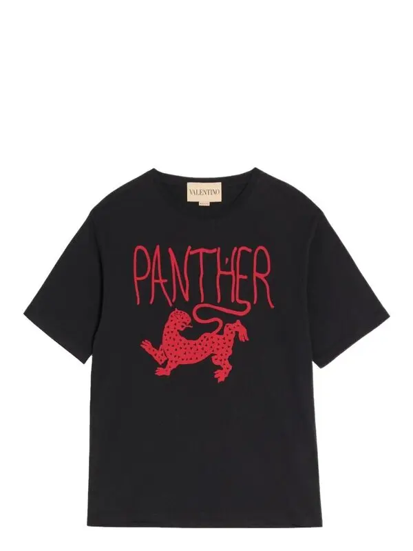 Valentino Garavani Panther Graphic Crewneck T-shirt - Black/red