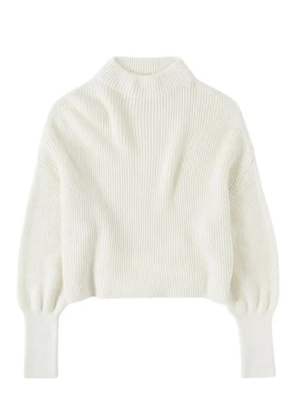 Closed Drop Shoulder Ribbed Knitwear - Ivory