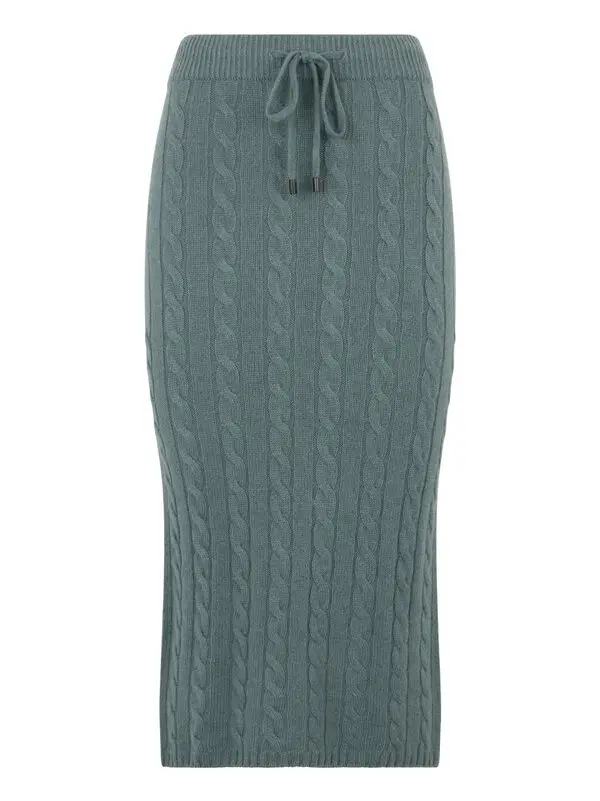 Peserico Drawstring Cable-knitted Midi Skirt - Green
