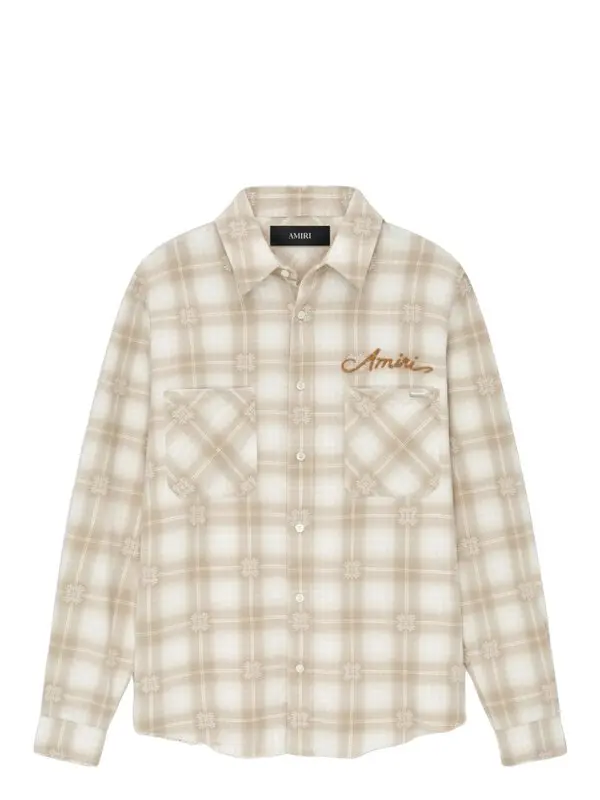 Amiri Checked Frayed Shirt - Nude