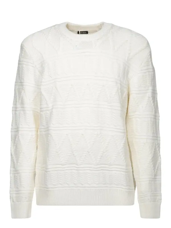 Zegna Crewneck Cable-knit Jumper - White