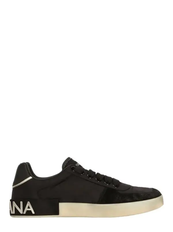 Dolce & Gabbana Portofino Low-top Sneakers With Logo Detailing - Black