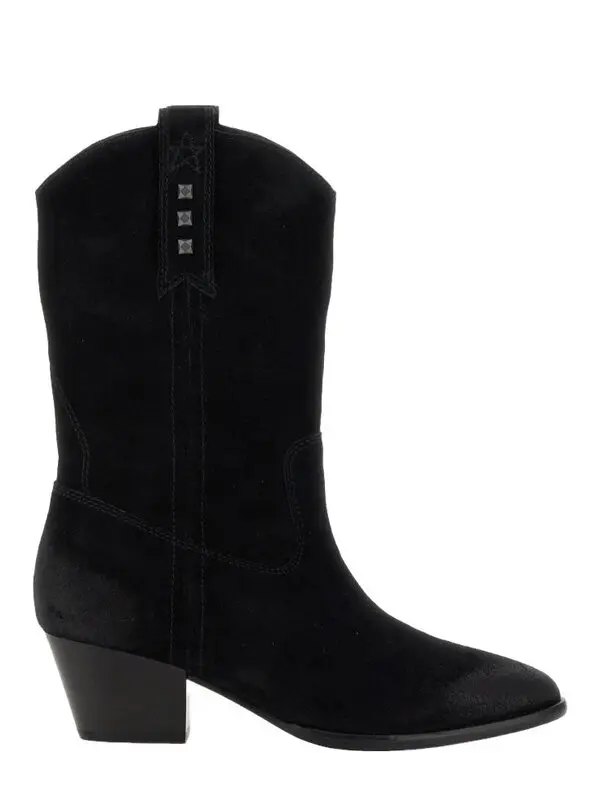 Ash Pointy Toe Zip-up Boots With Nail Detailing - Black