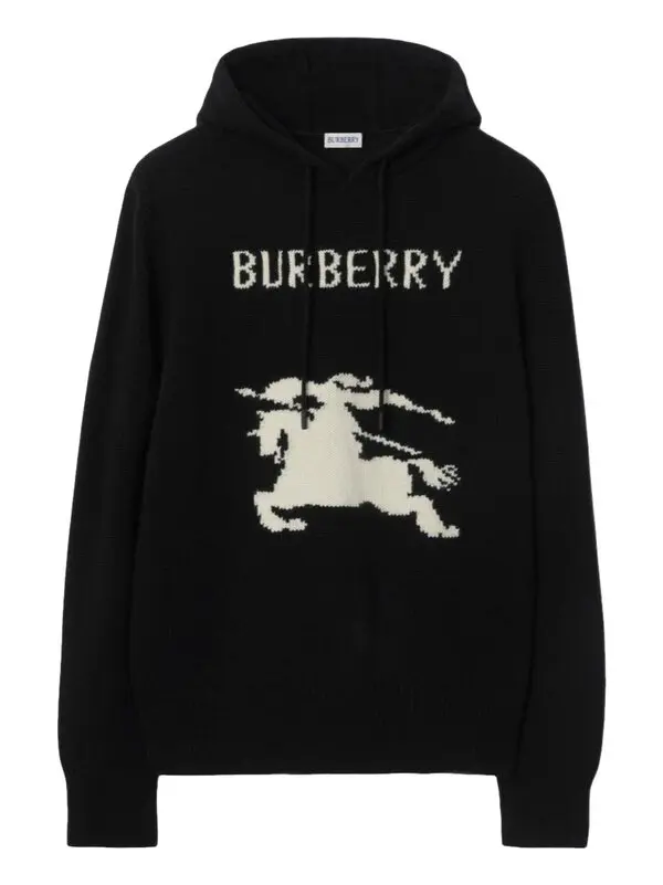 Burberry Ekd Intarsia-knit Hooded Jumper - Black