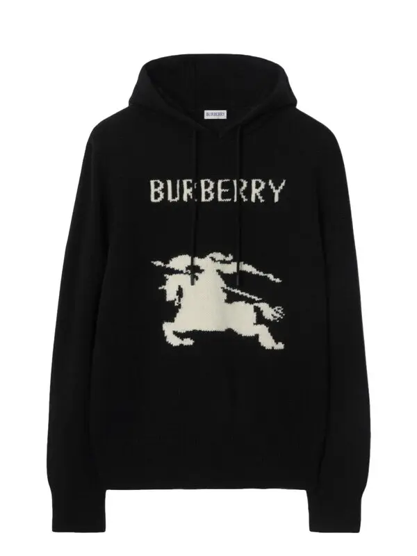 Burberry Ekd Intarsia-knit Hooded Jumper - Black