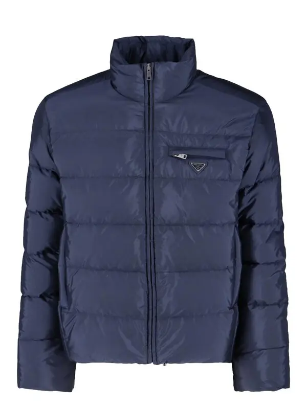 Prada Stand-up Collar Quilted Jacket - Blue