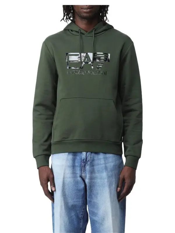 EA7 Logo Hooded Sweater - Black
