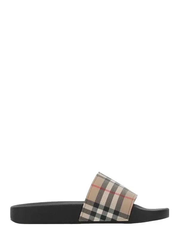 Burberry Furley Checked Slides - Black