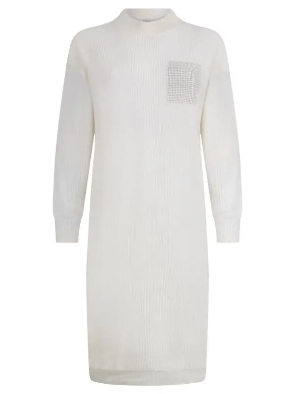 Peserico Tricot Long Sleeved Midi Dress - White