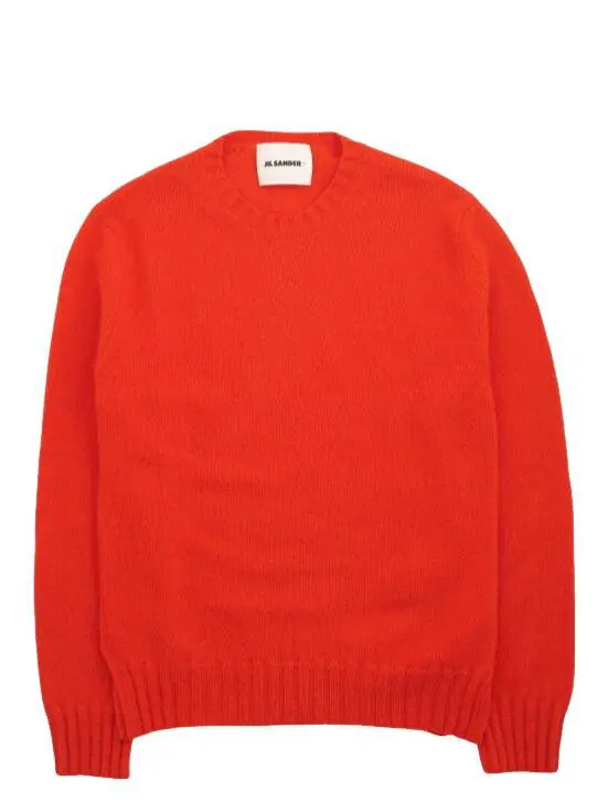 JIL SANDER Round Neck Sweater With Side Slits - Red