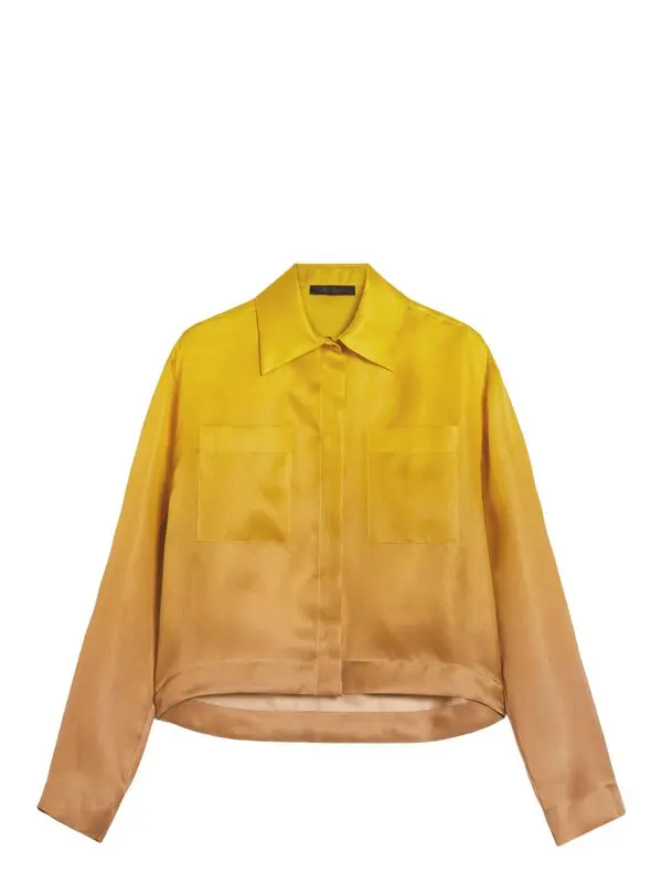 Max Mara Davina Organza Shirt With Drop Shoulder And Asymmetrical Hem - Golden