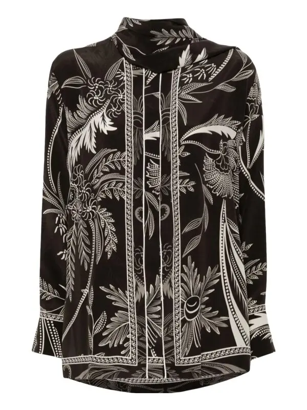 F.R.S FOR RESTLESS SLEEPERS Botanical Print Shirt - Black