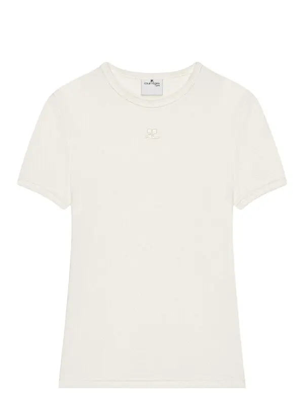 COURREGES Embroidered Logo T-shirt - Light Bone
