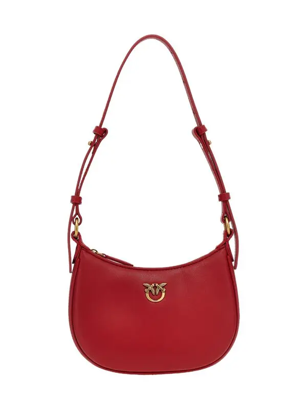 Pinko Half Moon Mini Shoulder Bag With Signature Buckle - Red