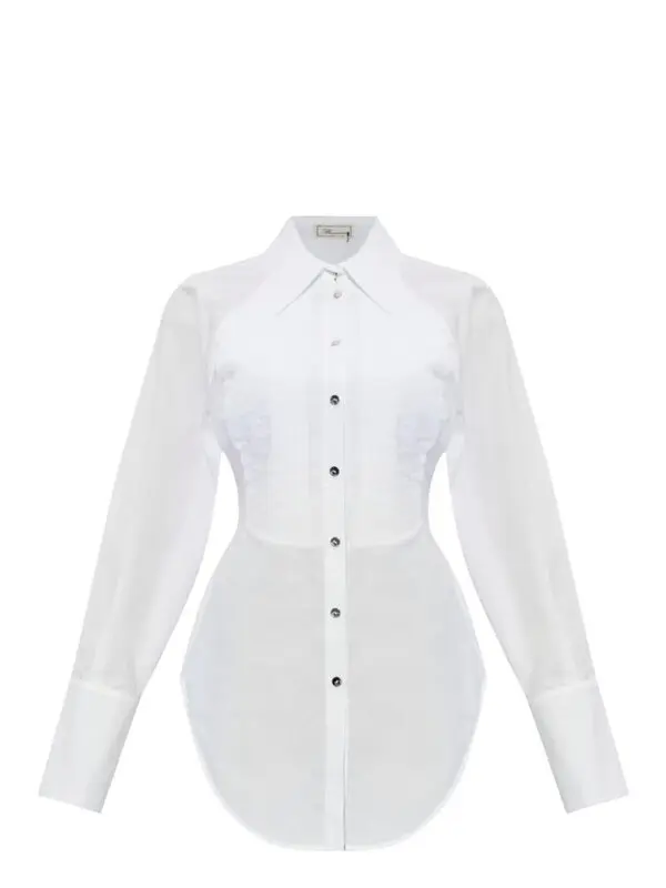 Blumarine Pleated Button Shirt - White