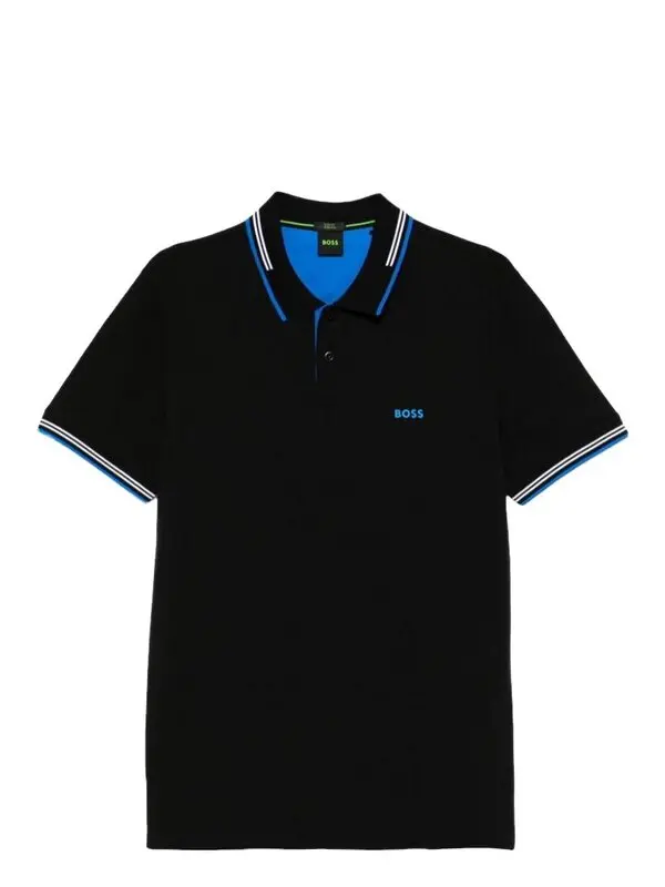 Hugo Boss Logo Printed Short-sleeved Polo Shirt - Black