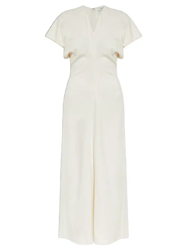 ANINE BING V-neck Maxi Dress With Central Seam - White