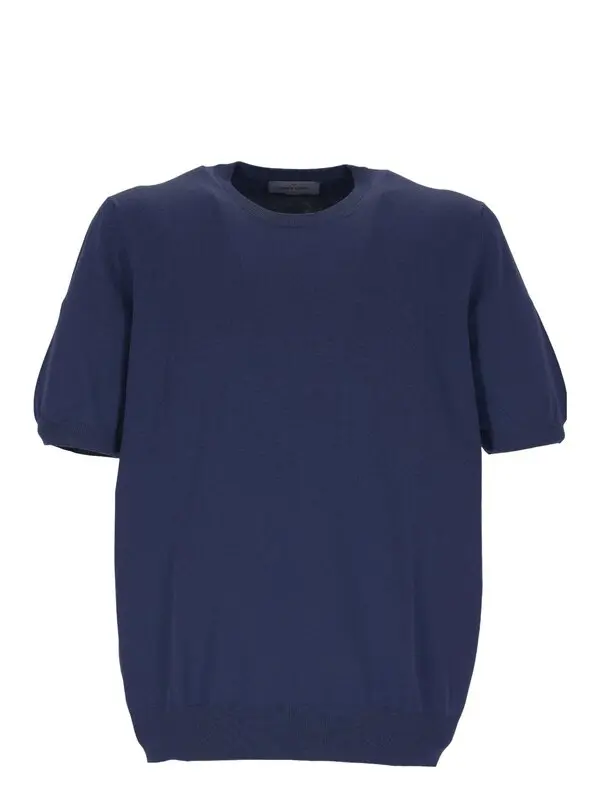 GRAN SASSO Short Sleeve Round Neck Sweater - Blue