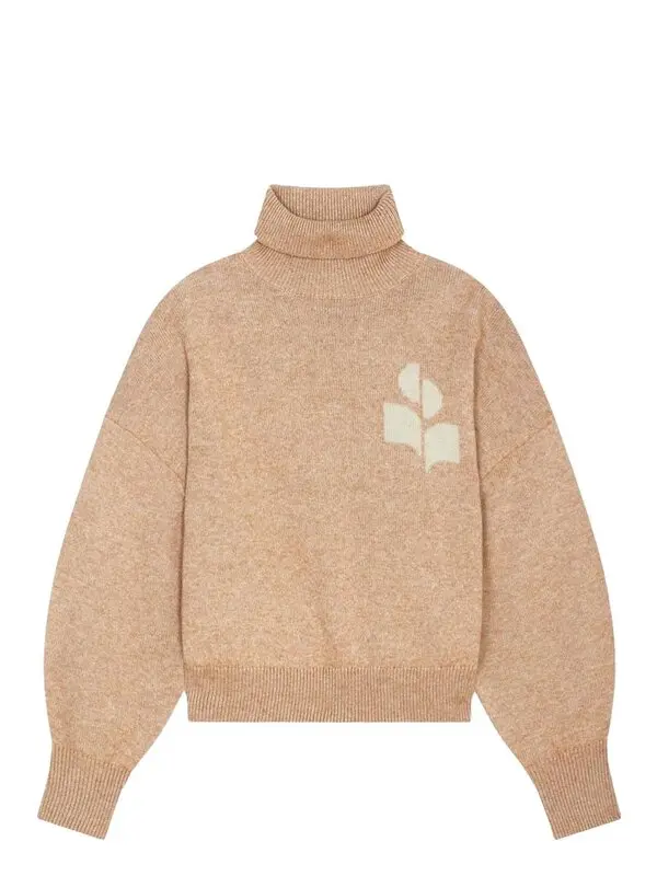 Isabel Marant Étoile Roll Neck Knitted Jumper With Logo - Camel