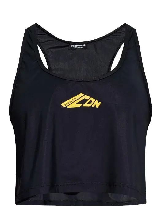 Dsquared2 Sleeveless Round Neck Short Top - Black