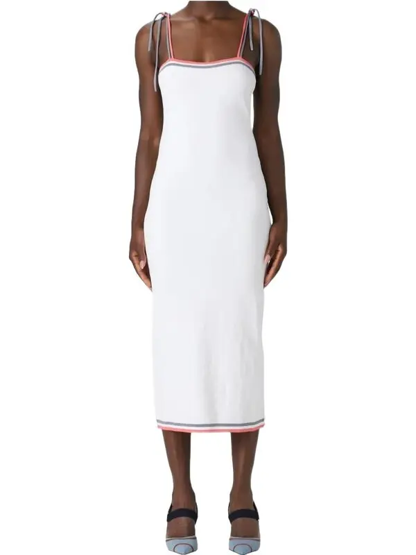 Fendi Classic Logo Print Midi Dress - White
