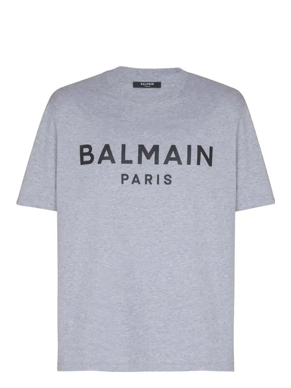 Balmain Logo Printed Crewneck T-shirt - Grey