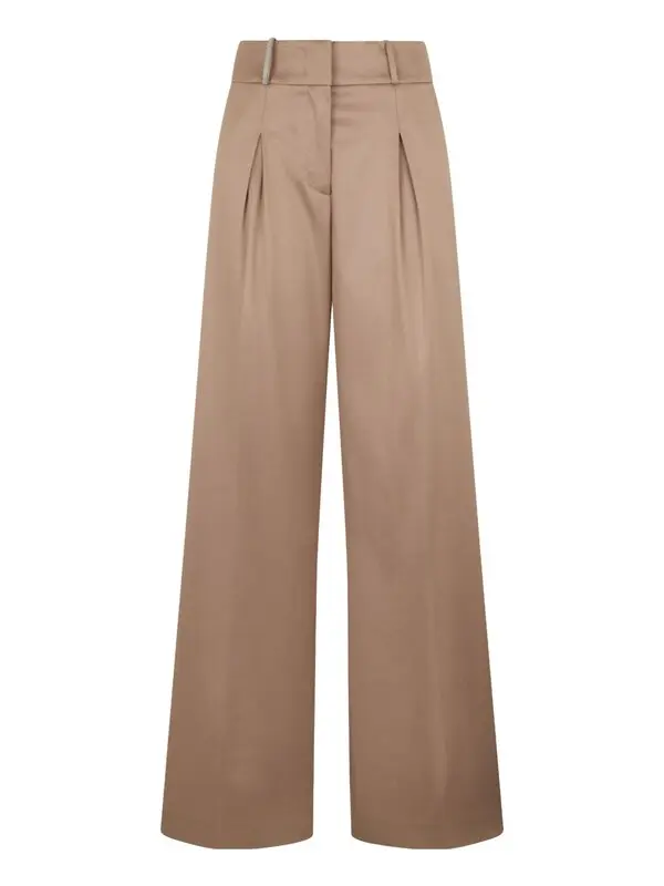 Peserico Embellished Pleated Wide-leg Trousers - Brown