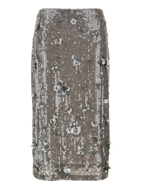 P.a.r.o.s.h Sequin Embellished Midi Skirt - Gray