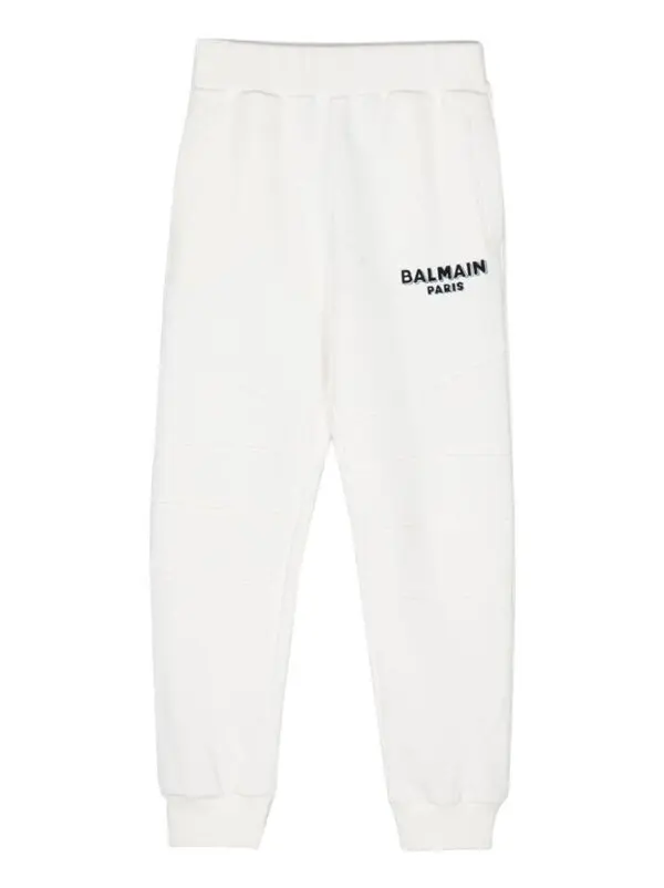 Balmain Logo Print Cotton Track Pants - White