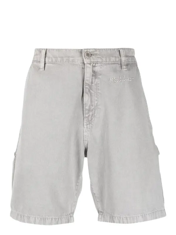 Moschino Belted Denim Shorts - Gray