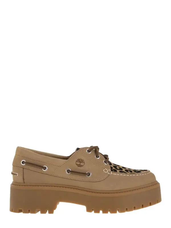 Timberland Stone Street Platform Boat Shoes With Leopard Print - Brown