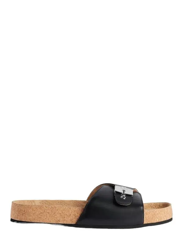 Balenciaga X Scholl Flat Calfskin Sandals - Black