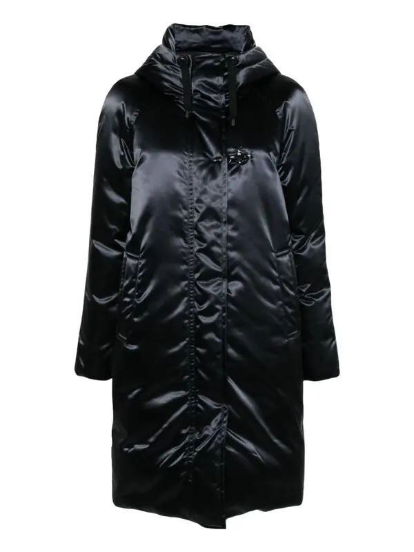 FAY Shiny Down Jacket With Drawstring Hood And Snap Closure - Black
