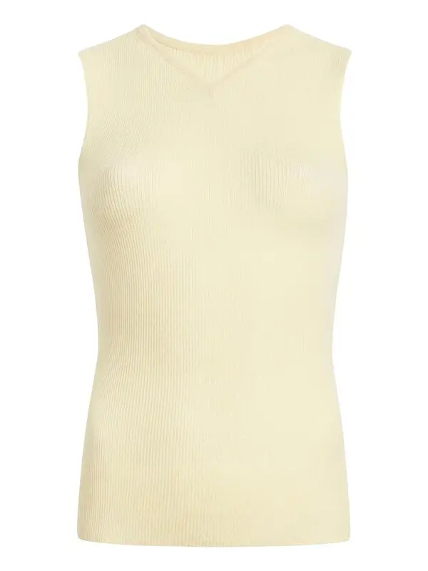 Khaite Renato V-neck Ribbed Knit Sleeveless Top - Yellow