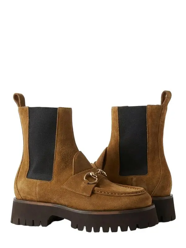 Gucci Ankle Boots With Horsebit Detailing - Light Brown