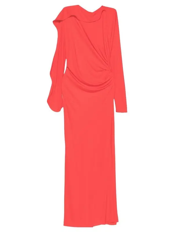 Victoria Beckham Draped Long-sleeve Maxi Dress - Orange