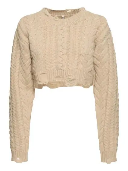R13 Twisted Short Sweater - Nude
