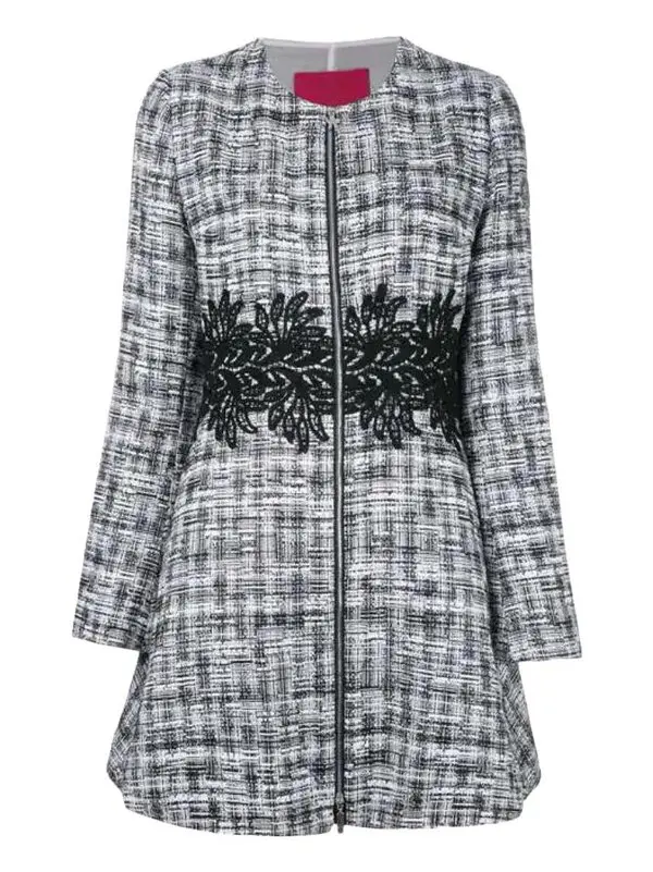 Moncler Tweed Casual Jacket With Embroidered Waist - Black