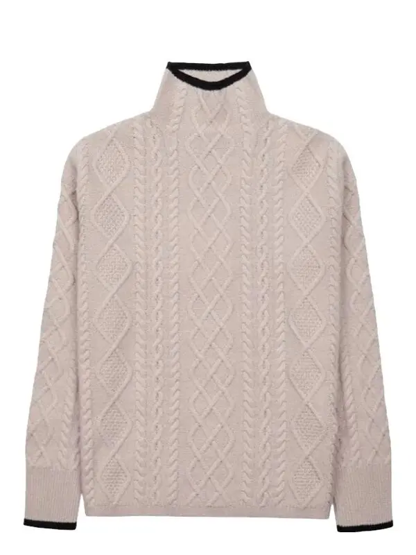 Max Mara High-neck Cable Knit Sweater - Nude